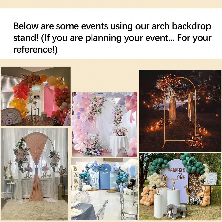 Arch Backdrop Stand, Set Of 3 Gold Metal Arch Stand Wedding Arch Frame ...