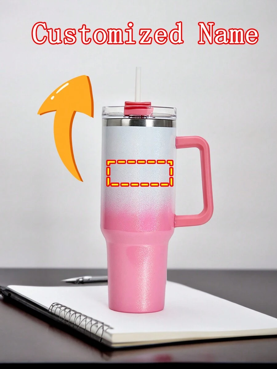 1pc Customized Name Shiny Stainless Steel Car Handle Cup, 40oz/1200ml ...