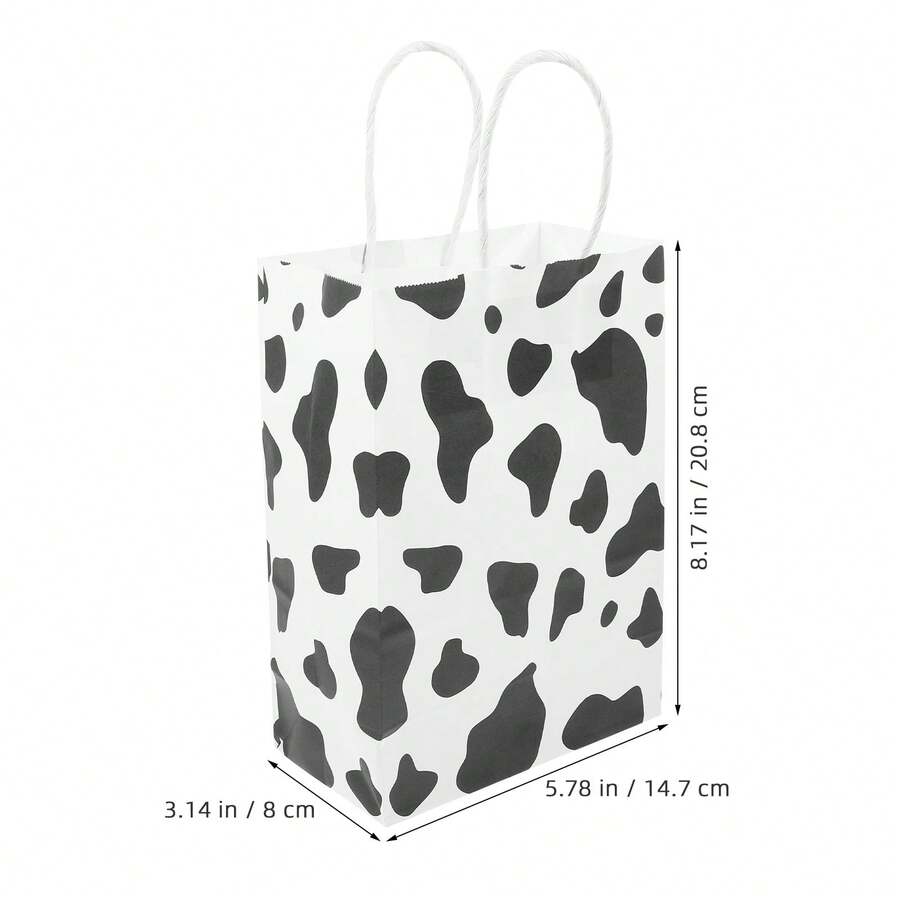 12pcs Cow Print Bags Paper Bag With Handles Portable Gift Bags Jewelry ...