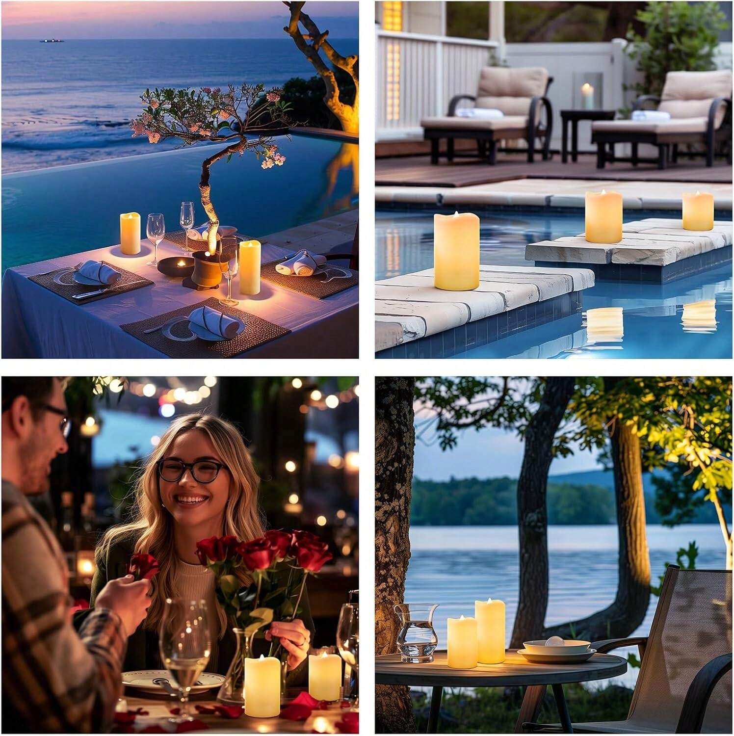 Hausware Set Of 12 Waterproof Outdoor Flameless Candles, Battery ...