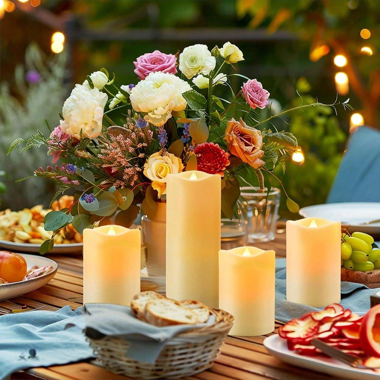 Hausware Set Of 12 Waterproof Outdoor Flameless Candles, Battery ...