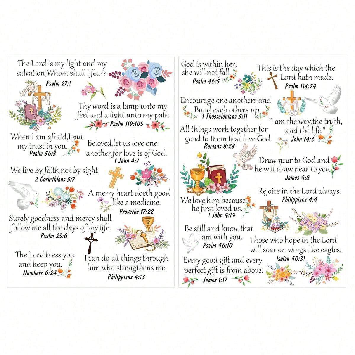 Rub On Transfers Stickers Bible Verse Motivational Faith Labels Jesus ...