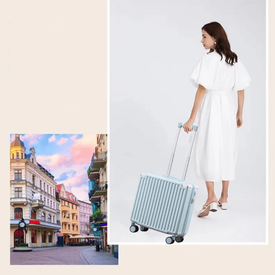 Valigia rigida da 18 pollici con ruote per bagaglio a mano, bagaglio a ...