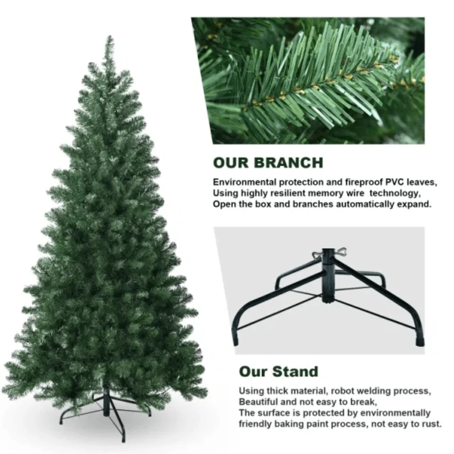 6ft PVC Hinged Green Tree Fireproof Artificial Christmas Tree | SHEIN USA