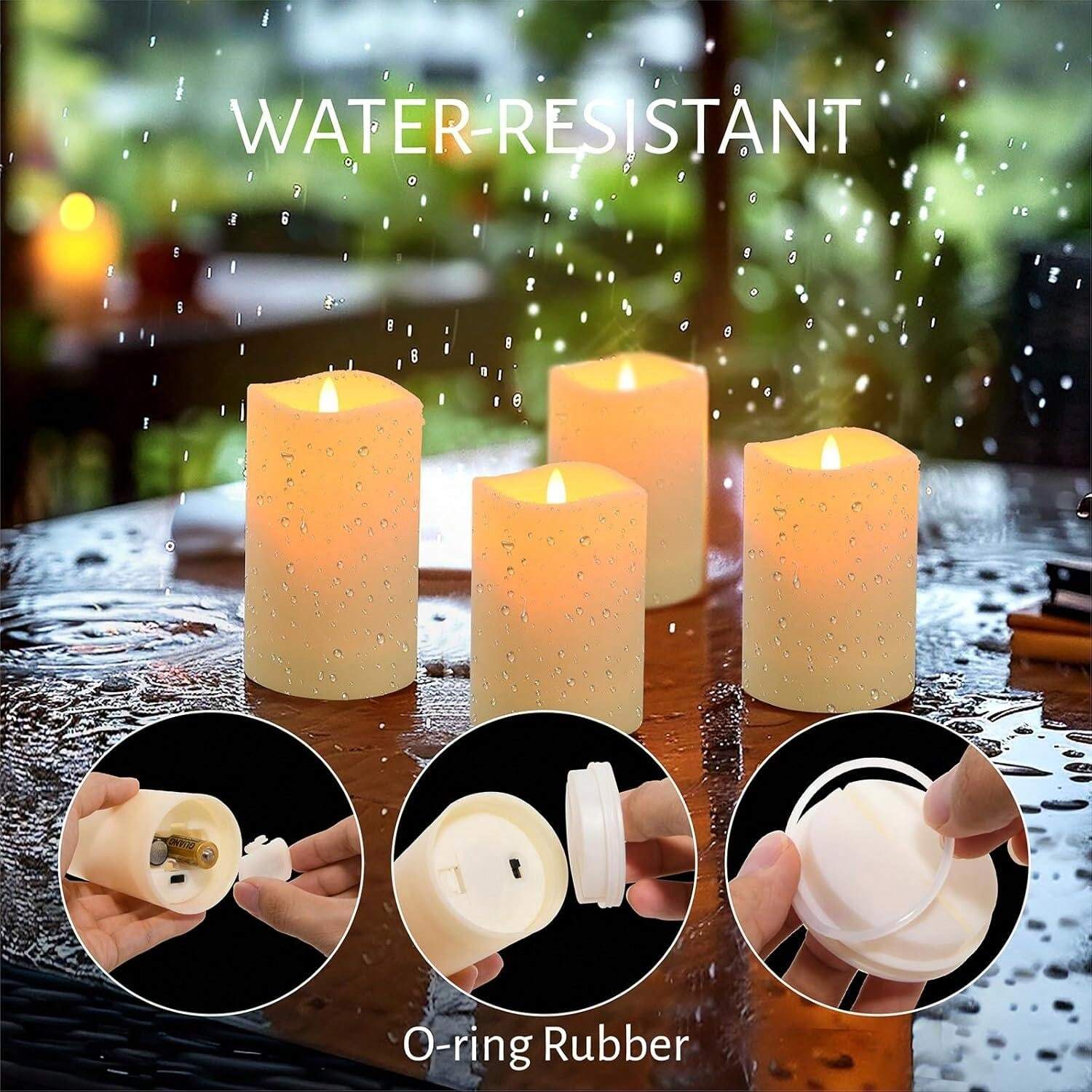 Hausware Set Of 12 Waterproof Outdoor Flameless Candles, Battery ...