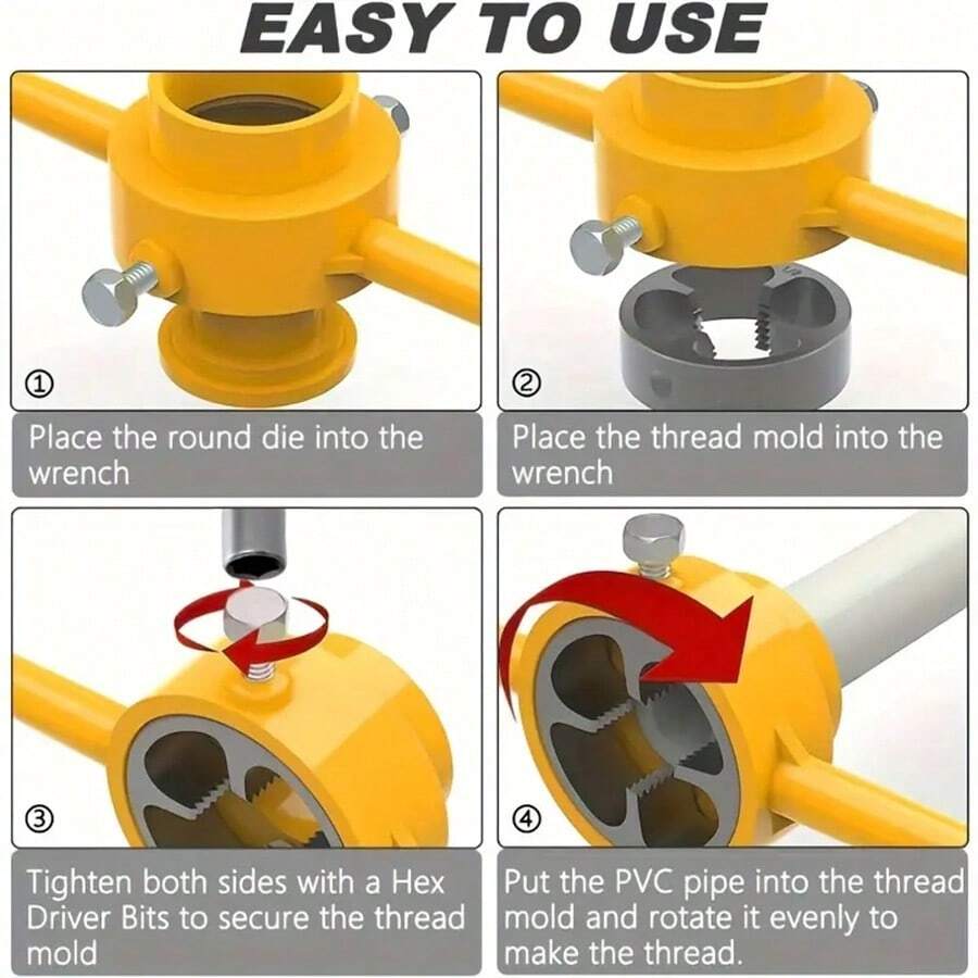 6-Piece PVC Threader Tool Kit, Plastic Pipe Round Mold Set With 3 Molds ...