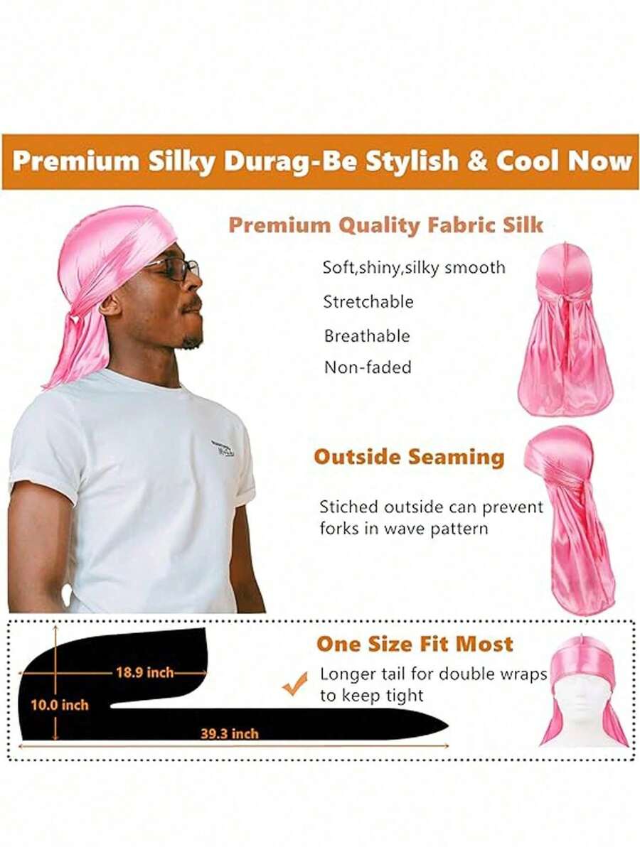 Veeta Superior Silk Durag - Smooth Silk Durag For Men & Women, Long ...