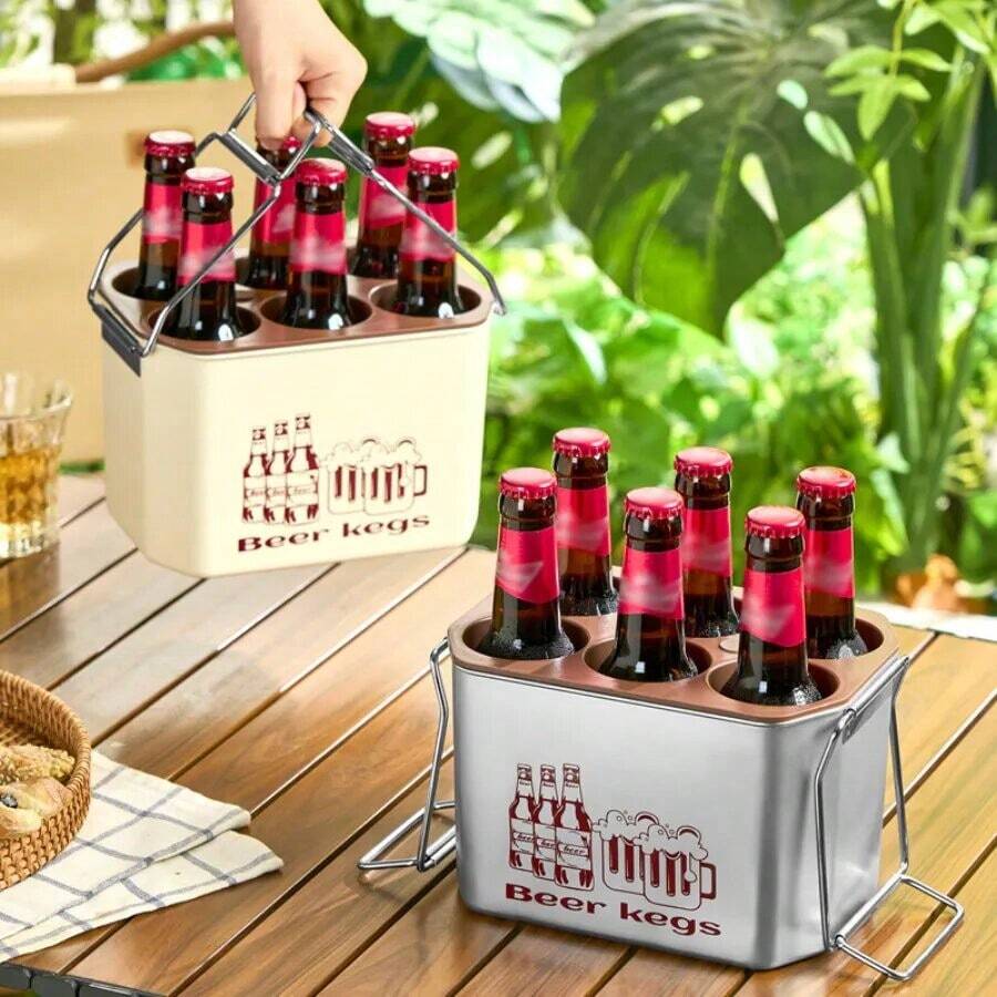 304 Stainless Steel 6 Bottle Cold Beer Bucket Family Bar Bucket With ...