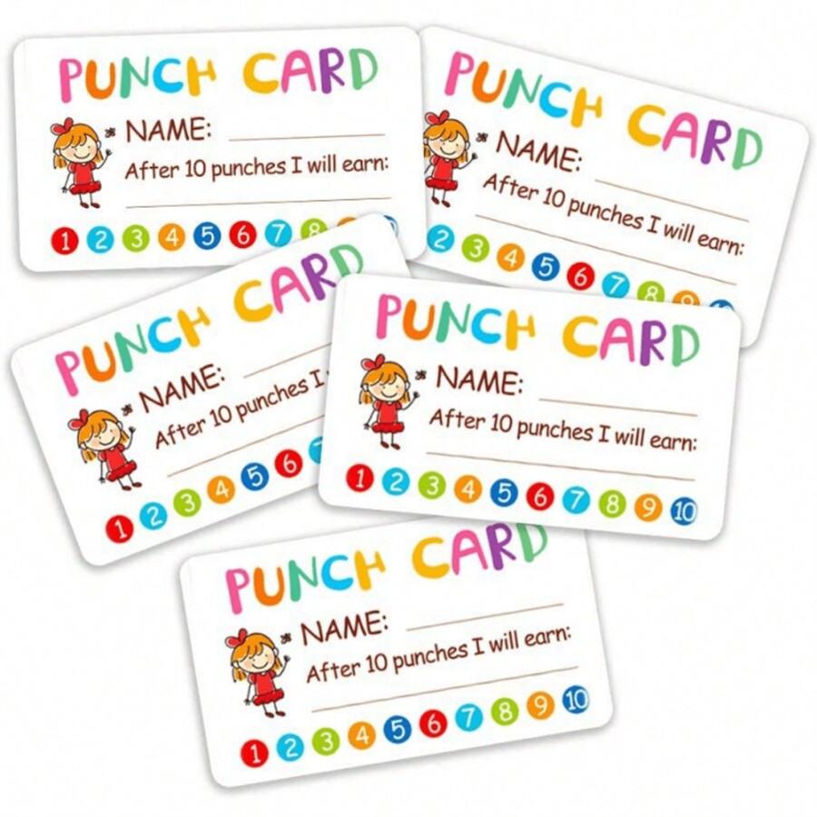 50Pcs Punch Cards With Hole Puncher My Reward Cards For Classroom ...