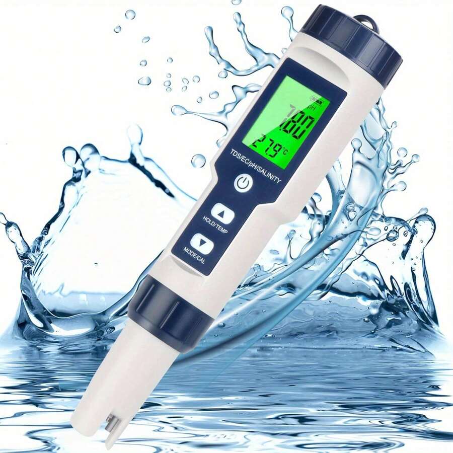 5in1 PH/TDS/EC/SALT/TEMP Water Quality Detector Temperature Hydrogen ...