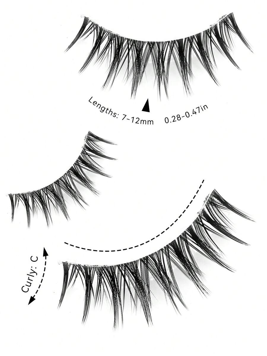 Azenlo 5 Pairs Full Eye False Eyelash Set C Curly Transparent Eyelash ...