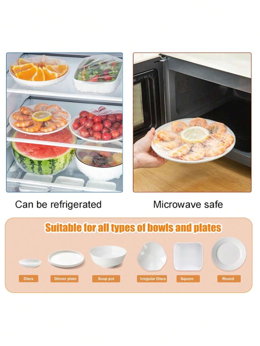 100pcs/200pcs/300pcs/400pcs/500pcs Disposable Cling Film Wrap Covers ...