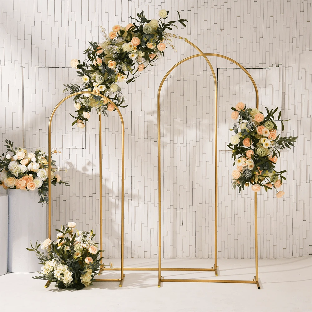 Arch Backdrop Stand, Set Of 3 Gold Metal Arch Stand Wedding Arch Frame ...