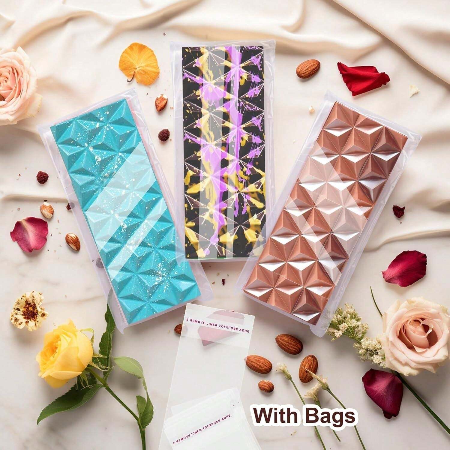 Chocolate Bar Mold And 100 Pcs Packages, Silicone Chocolate Bar Molds ...