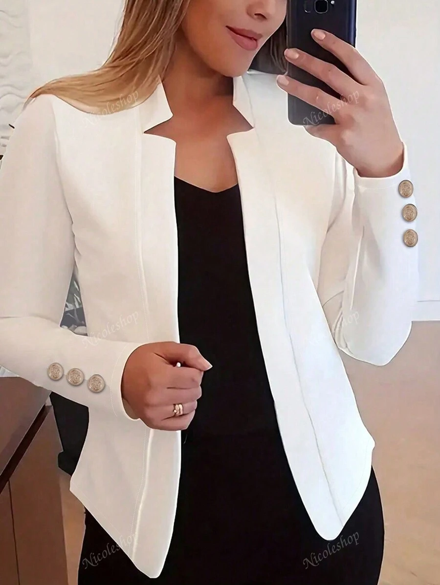 Women's Casual Solid Color Long Sleeve Blazer For Commute | SHEIN USA