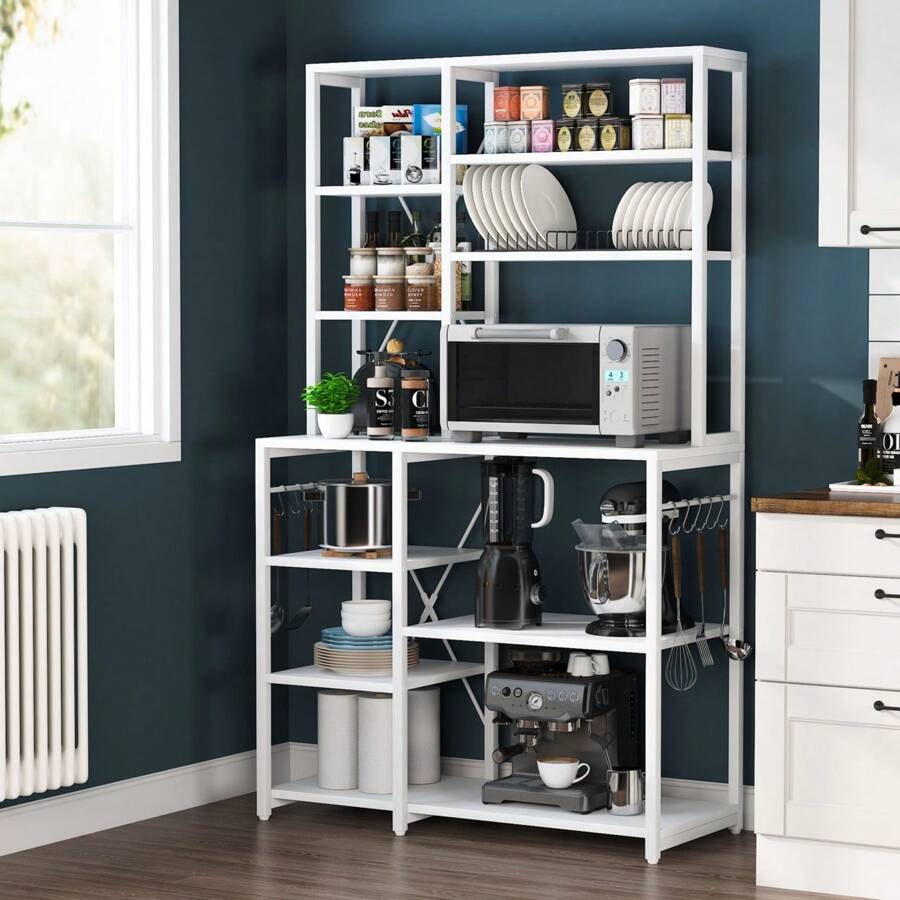 Tribesigns Kitchen Bakers Rack 5-Tier Utility Shelf Metal Frame With ...