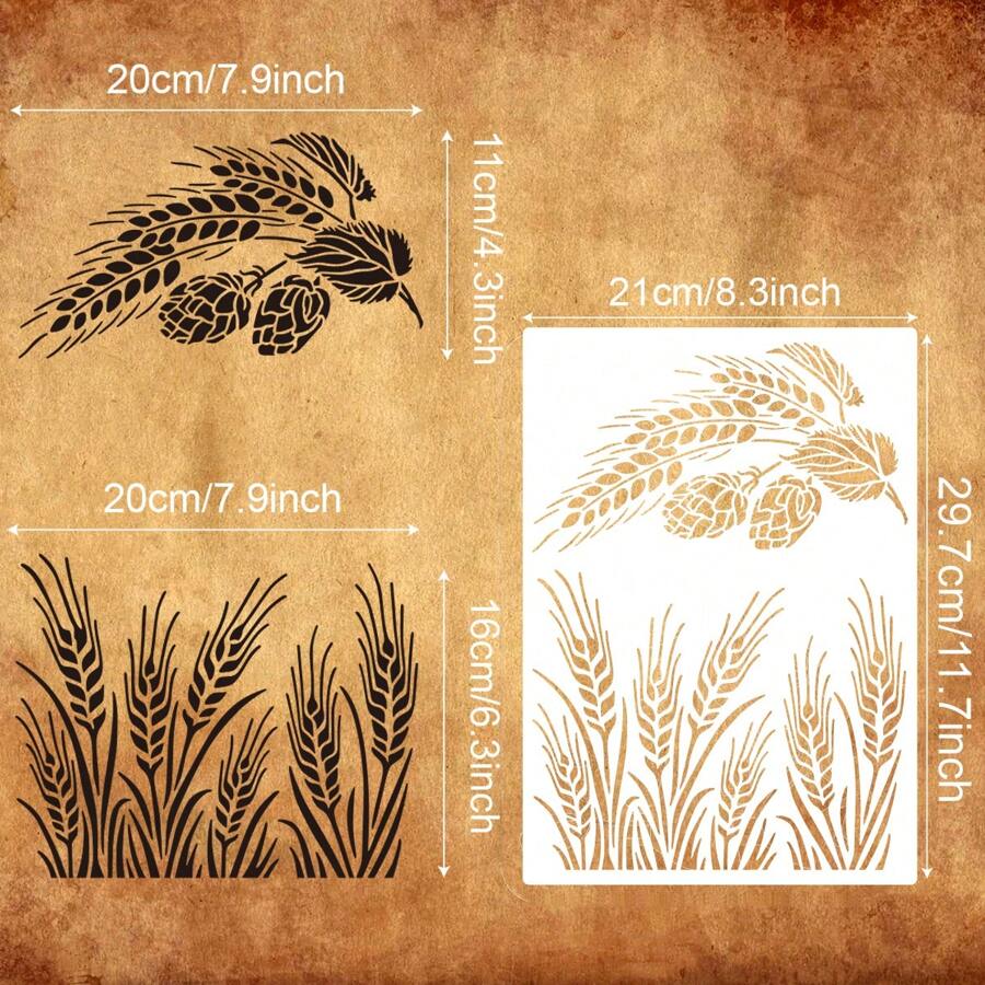 Wheat Stencil 11.7x8.3 Inch Wheat Stalk Stencil Plastic Wheat Painting ...