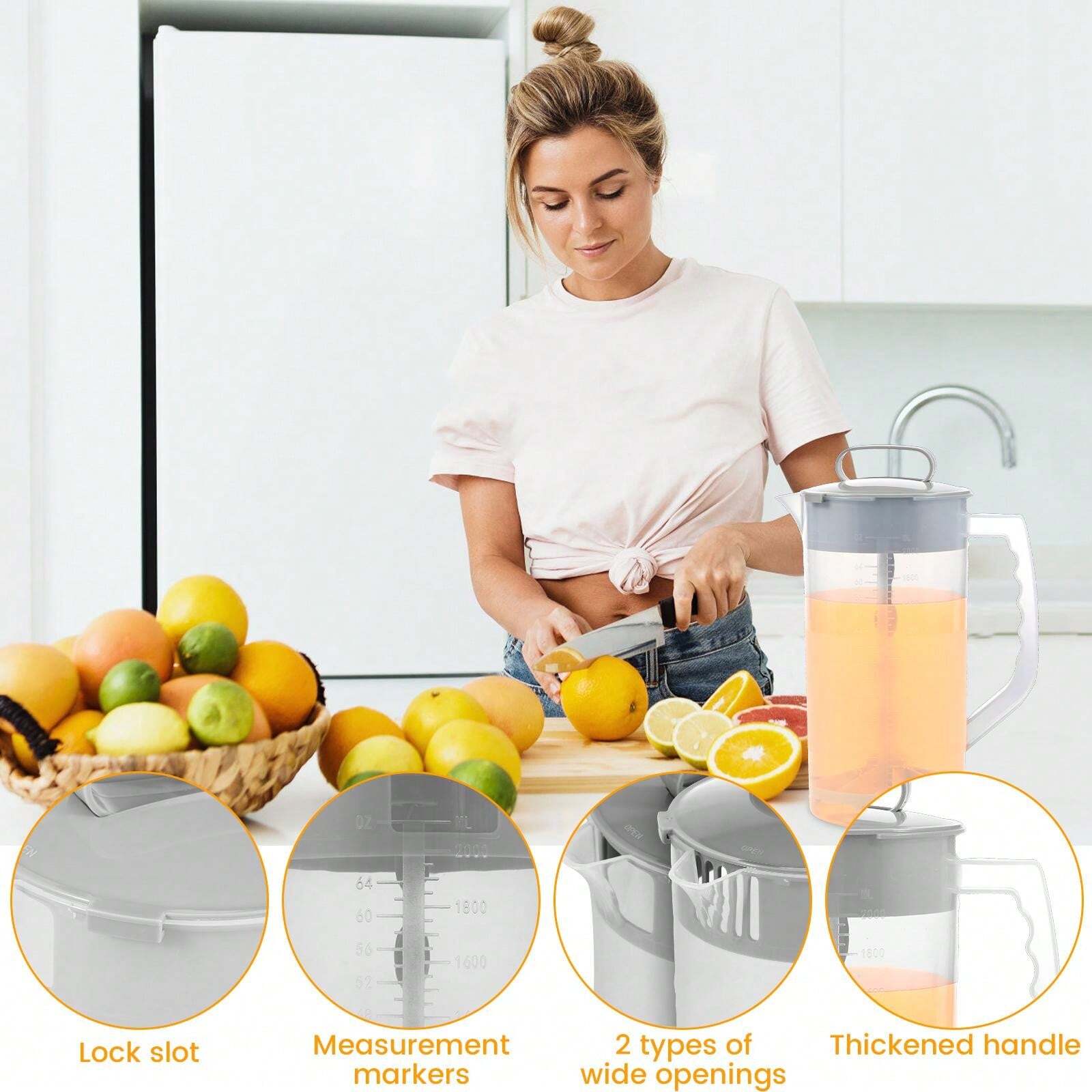 Mixing Pitcher For Drinks 2000ml Mixing Water Pitcher With Lid Wide ...