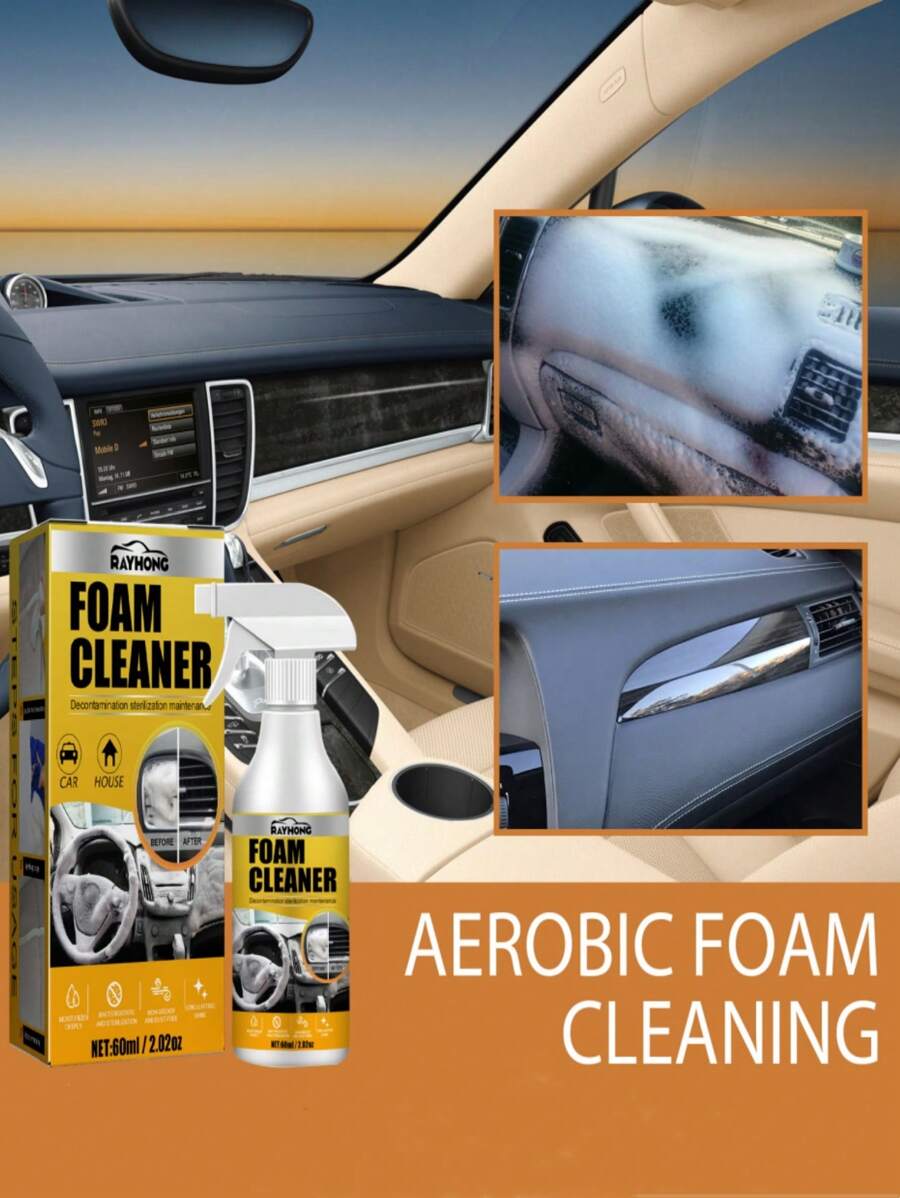 4Pcs Car Interior Foam Cleaner Water Free Decontamination Seat Ceiling Dashboard Foam Cleaner ...