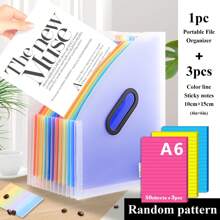 1pc, 13-Layer, A4 Size Transparent Expandable File Folder With Rainbow Color Design For Student ...