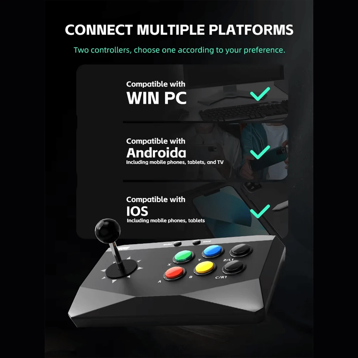 Joystick de lucha de arcade DATA FROG para PC, Android TV Box, Street Fighter Arcade para ...