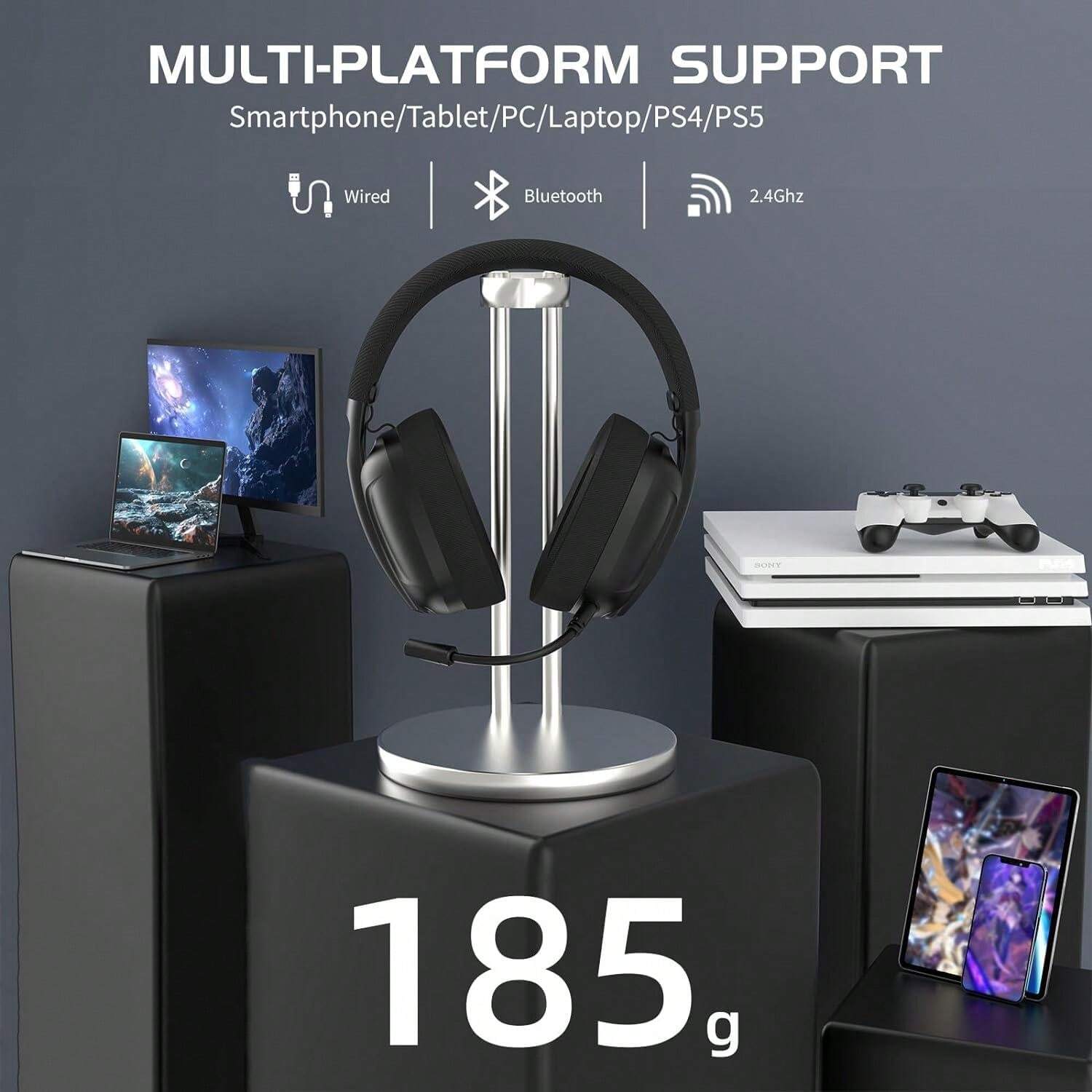 FREEWOLF ATTACK SHARK L80 Kabelloses Gaming-Headset, ultraleicht Over-Ear mit 2,4 GHz USB-C & A ...