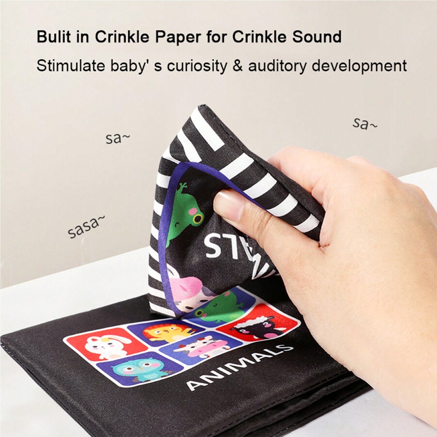 3 Pcs Black And White Baby Book, High Contrast Baby Sensory Soft Books ...