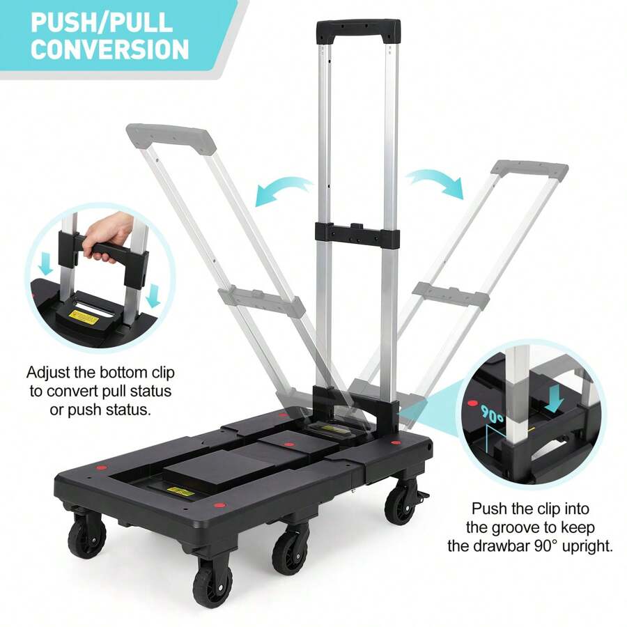 Folding Hand Truck Portable Dolly For Moving, 500LB Luggage Cart Dolly ...