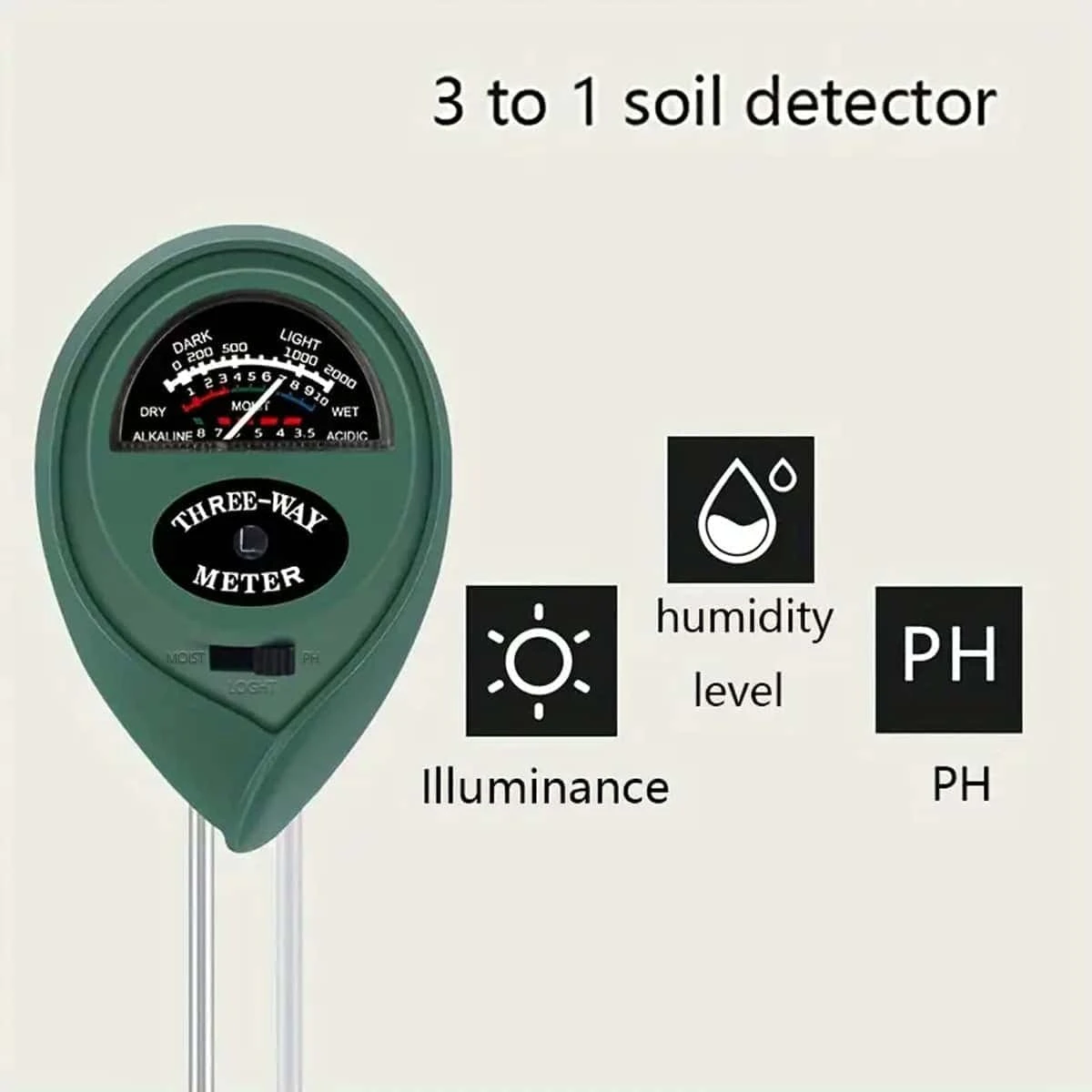 1pc 3 In 1 Soil Tester Light Test Humidity Test PH Test Soil Moisture ...