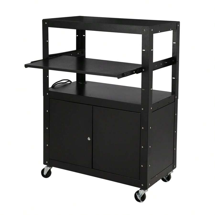 Av Cart, 26 Inch Height 2-Layer Av Cart, Media Cart With Power Strip ...