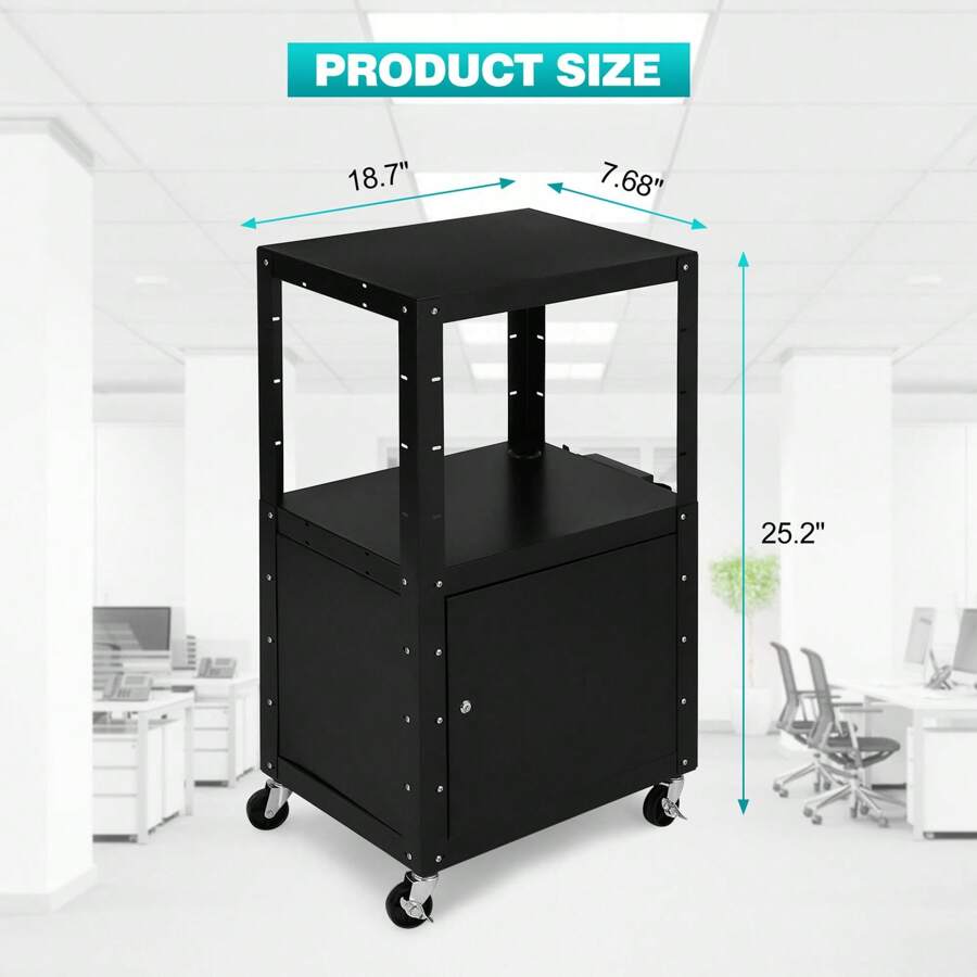 Av Cart, 26 Inch Height 2-Layer Av Cart, Media Cart With Power Strip ...