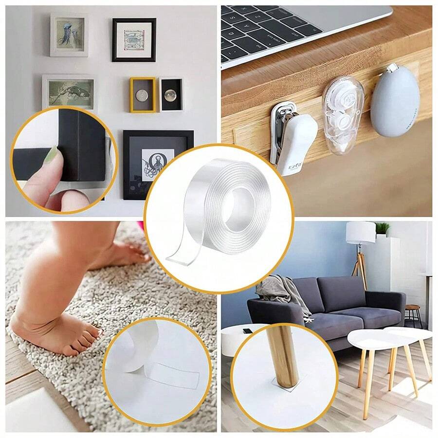 Transparent Nano Tape, Clear Two Sided Wall Tape, Removable Picture ...