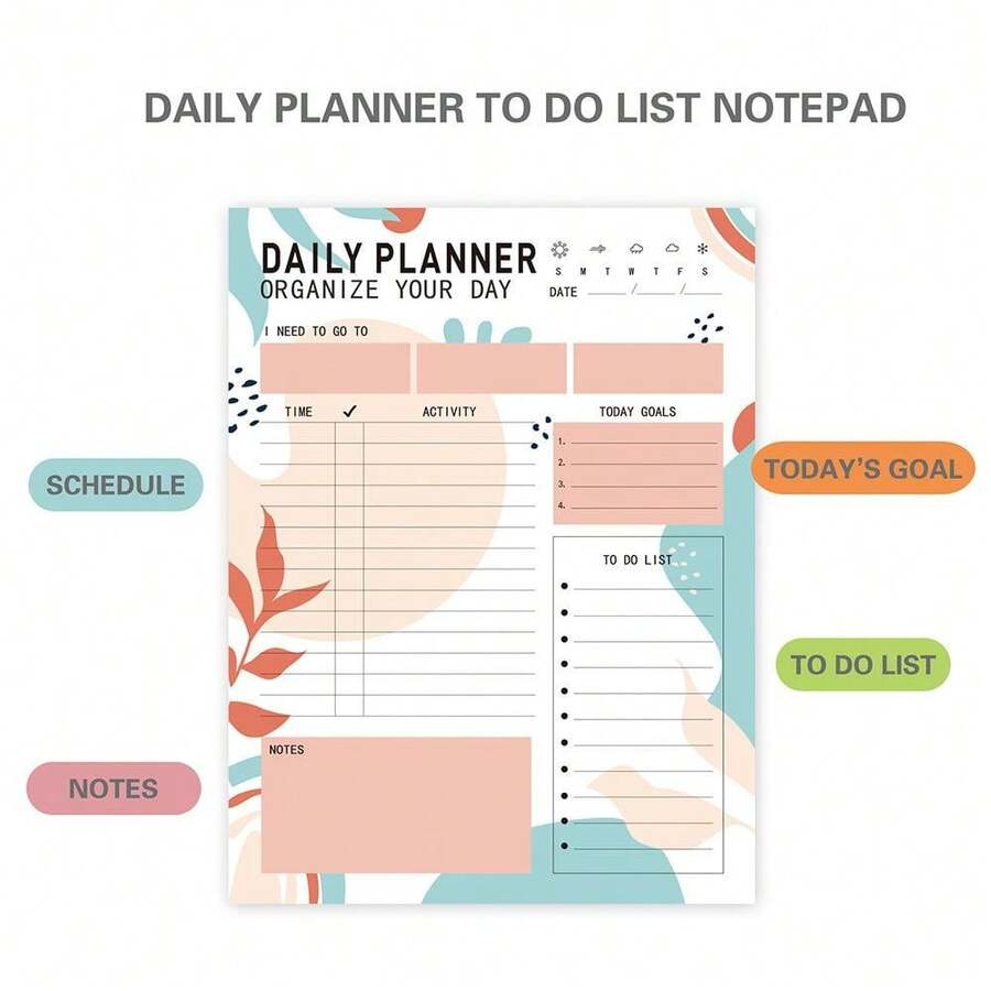 Daily Planner Notepad, Self-Discipline Record Book, Simple Tear-Off ...