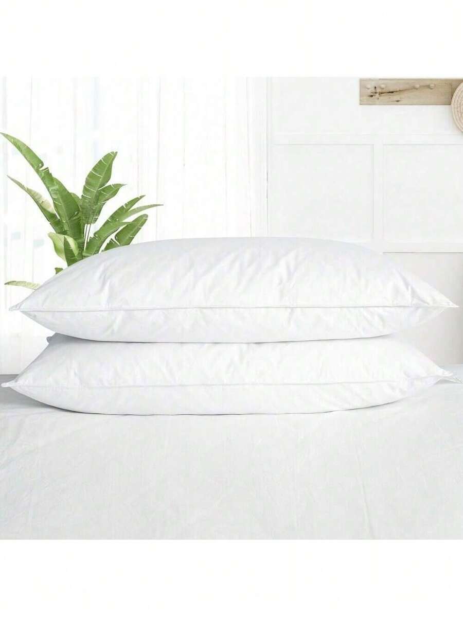 2 Pack White Goose Down Feather Bed Pillows Standard Queen King Size ...