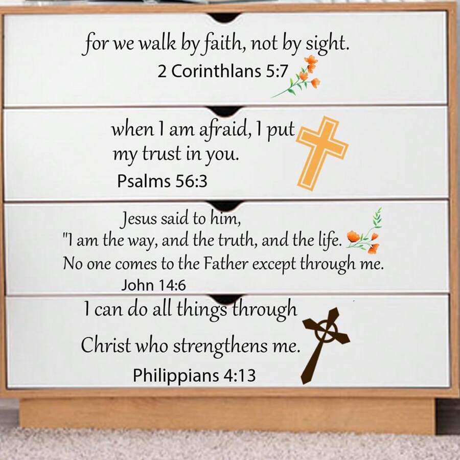 4 Sheets Rub On Transfers Stickers Bible Verse Motivational Faith ...