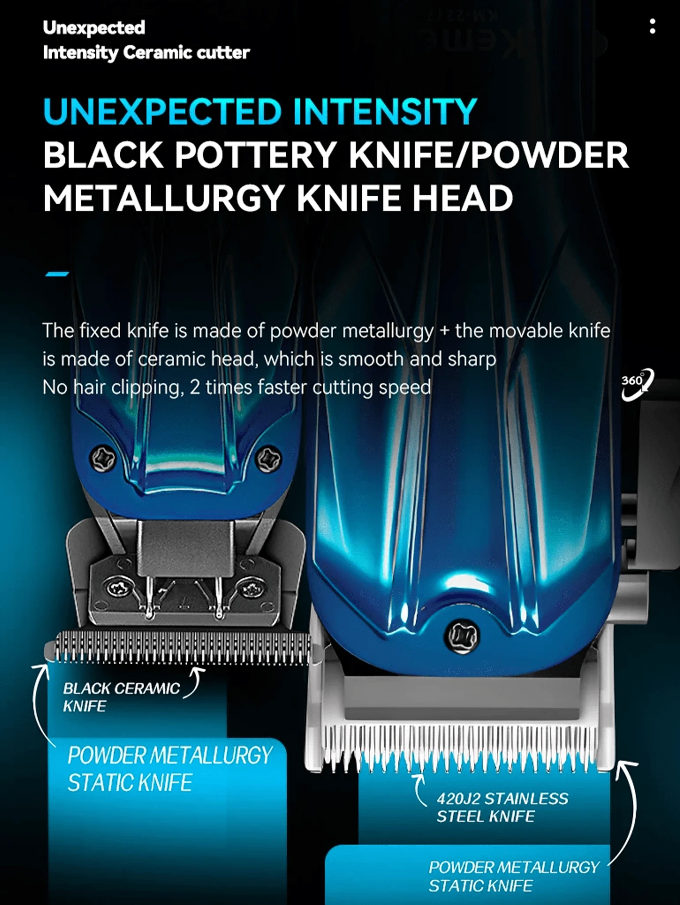 KEMEI Km-2217 High-Quality Professional LED Display Screen Metal Hair ...