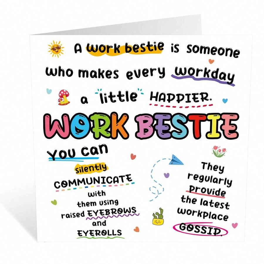 1pc Work Bestie Card - Funny Birthday Card For Colleague, Coworker, New ...