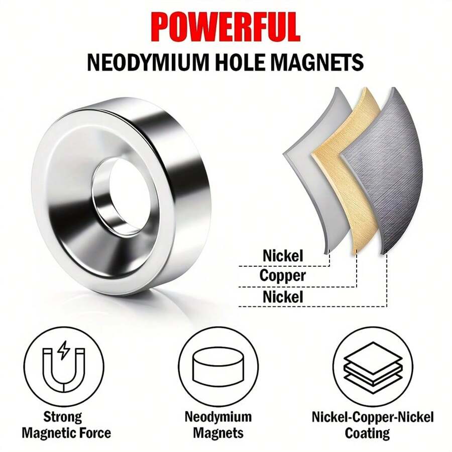 50pcs Neodymium Magnets, Heavy Duty Round Bottom Small Magnets With ...