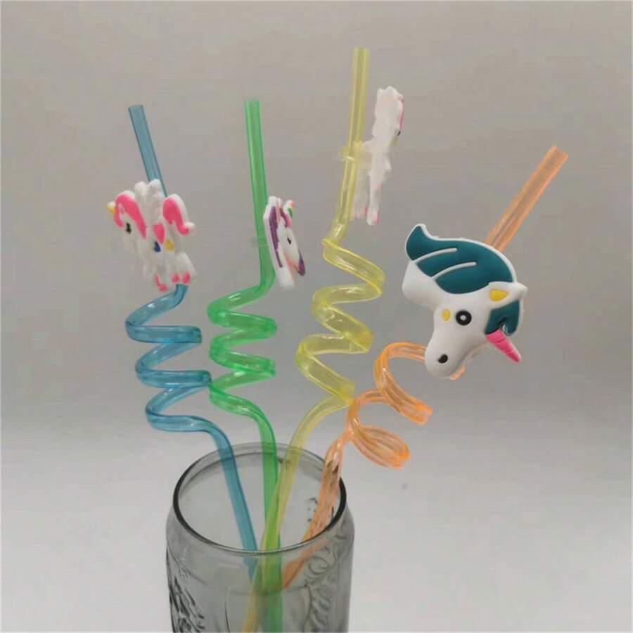 4pcs, Random Color, Random Style, Unicorn Drinking Straws Birthday ...