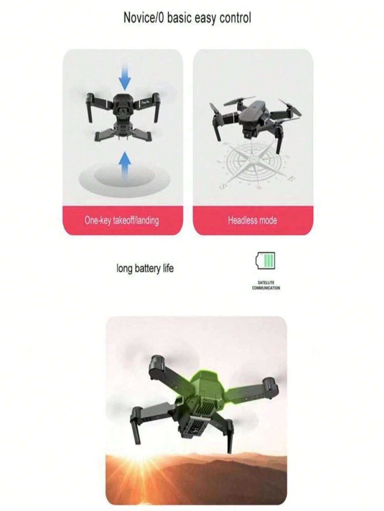 E88pro Foldable Rc Quadcopter Drone With Camera, Wifi Fpv Live Video ...