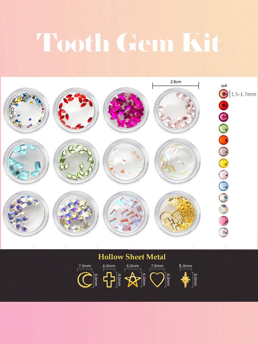 350pcs Tooth Gem Kit Tooth Crystals Gems Kit For Teeth Teeth Jewelry ...