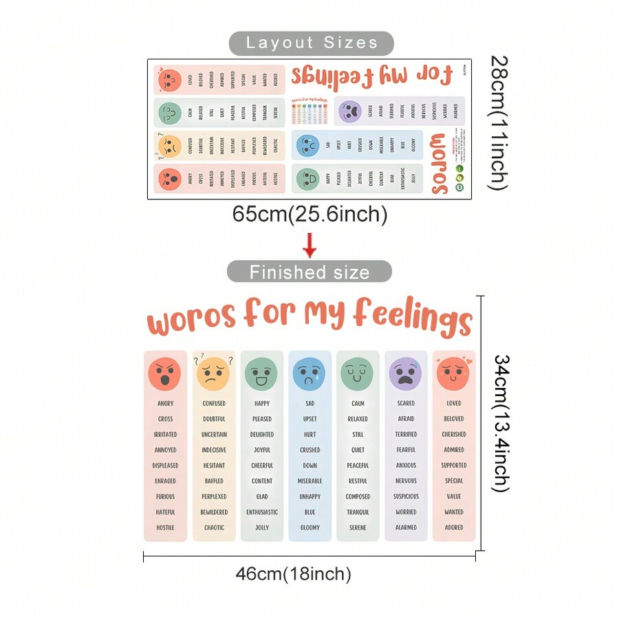 Words For My Feelings Wall Stickcer PVC Decals Self-Adhesive Emotion ...