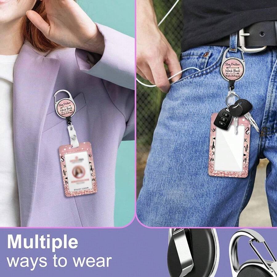 Retractable Badge Holder With Inspirational Quote - Heavy Duty Vertical ...