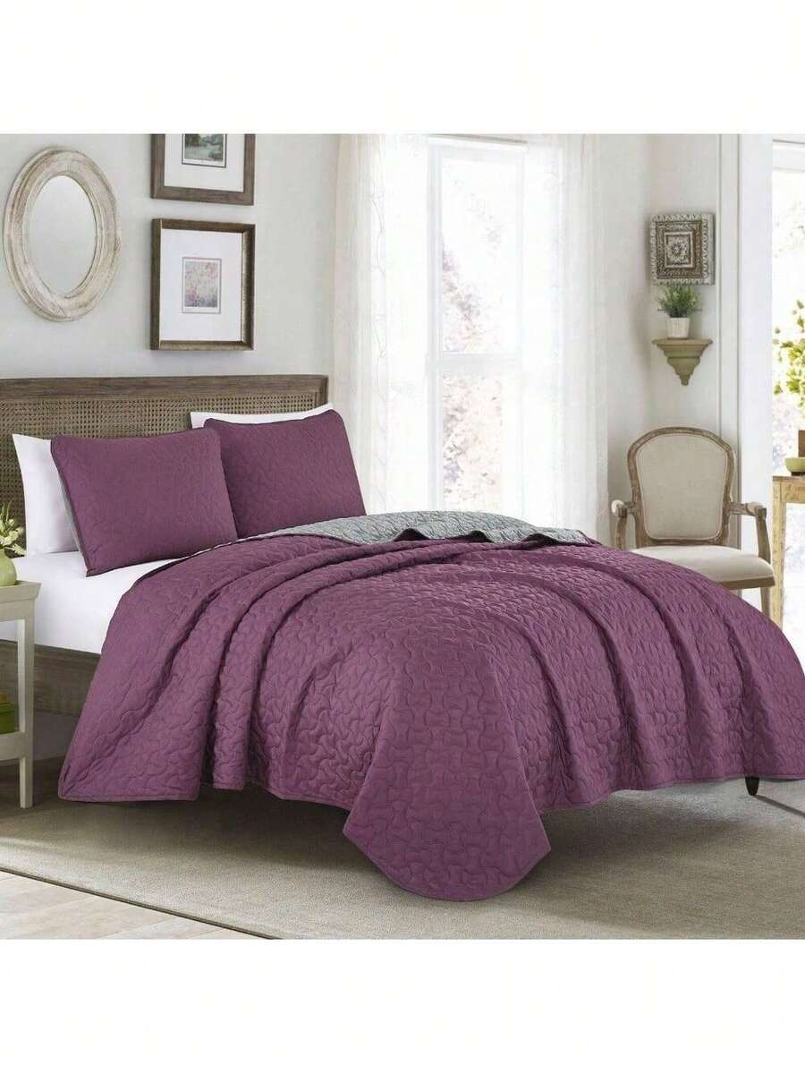 3 Piece Solid Quilt Set Lightweight Bedspread Set Zaka | SHEIN USA