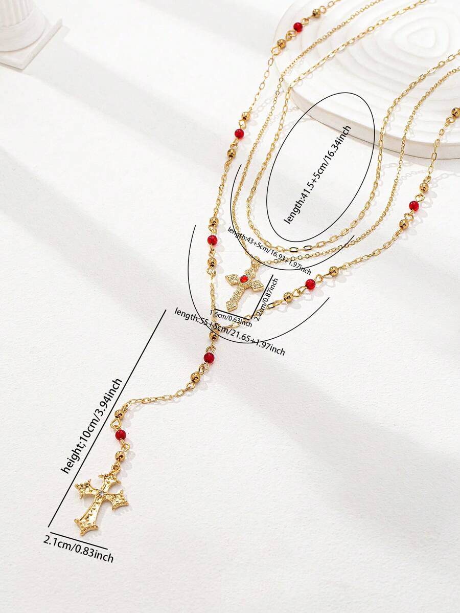 3 Pcs Gothic Vampire Cross Pendant Layering Necklaces Set For Women ...