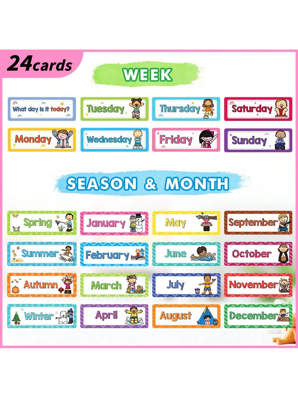 3 Themes Days Of The Week/Seasonal/Months Of The Year Flash Cards ...