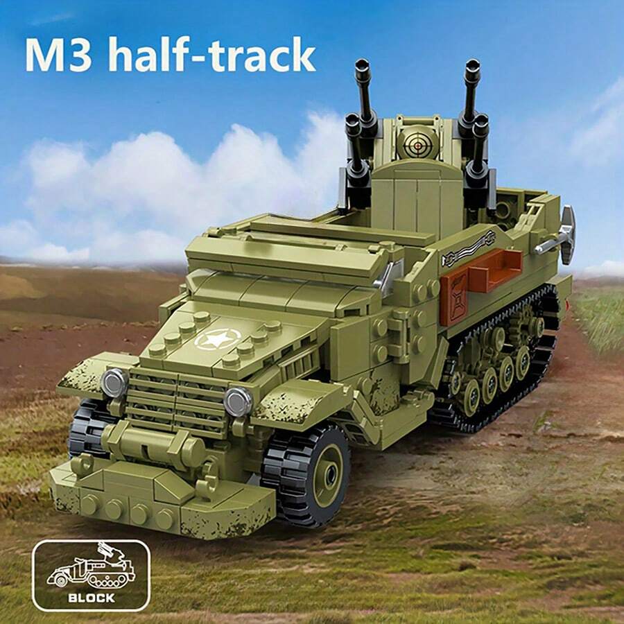 603pcs M16 Half-Track Anti-Aircraft Vehicle Truck Assembling Building ...