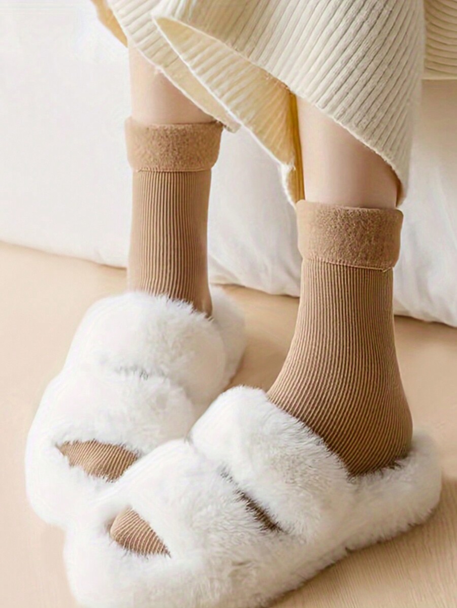 5 paia di Calze invernali calde e tinta unita da donna, calze termiche ...