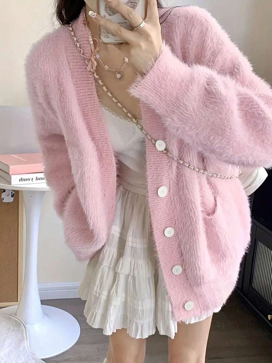 Damen Lässig einfarbige Drop-Shoulder locker geschnittene Patchwork ...