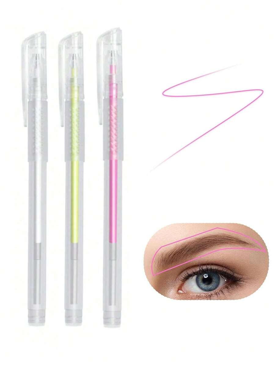 3 PCS/SET Eyebrow Microblading Markers, White, Green And Pink Skin ...